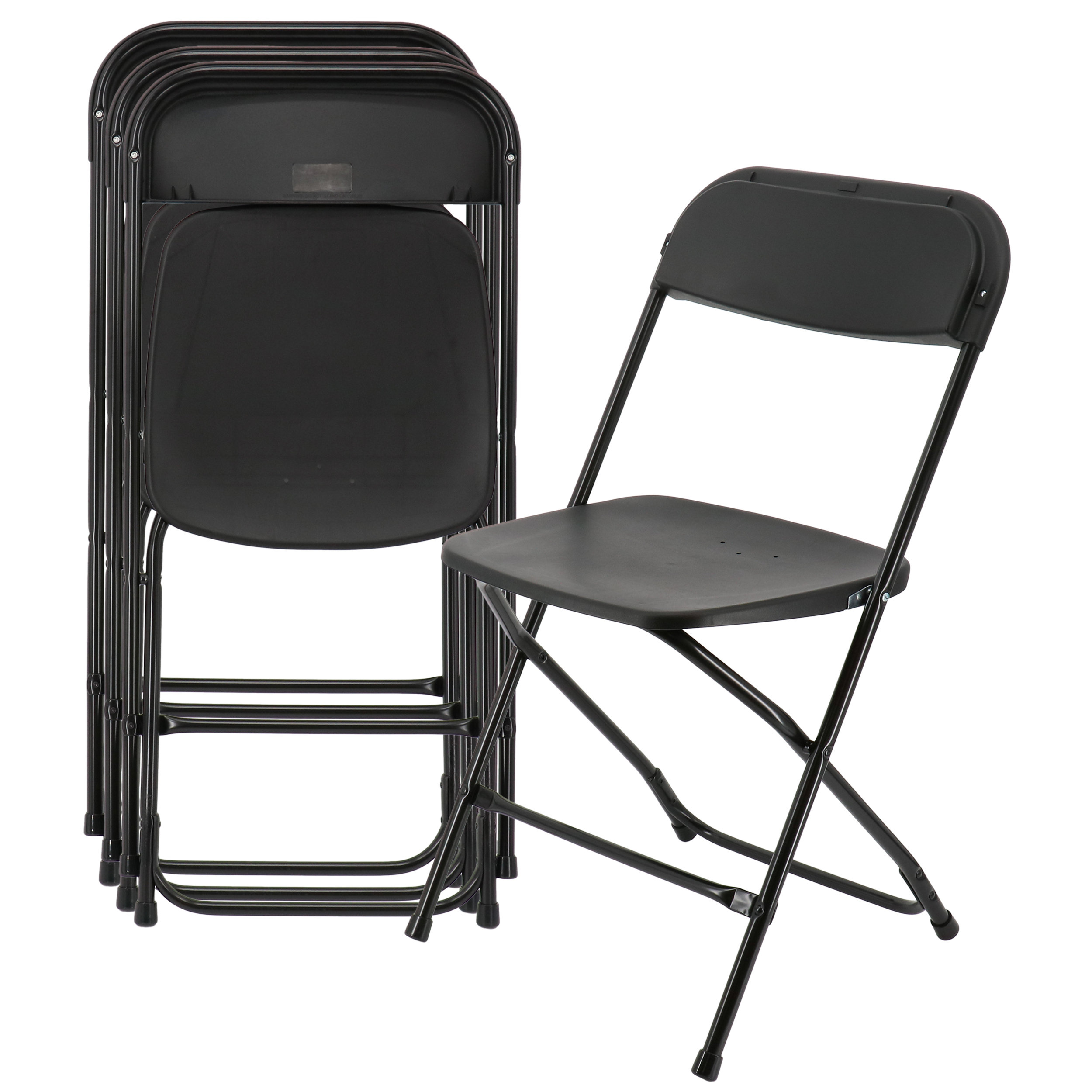 Inbox Zero Leolar Plastic/Resin Stackable Folding Chair Folding Chair ...