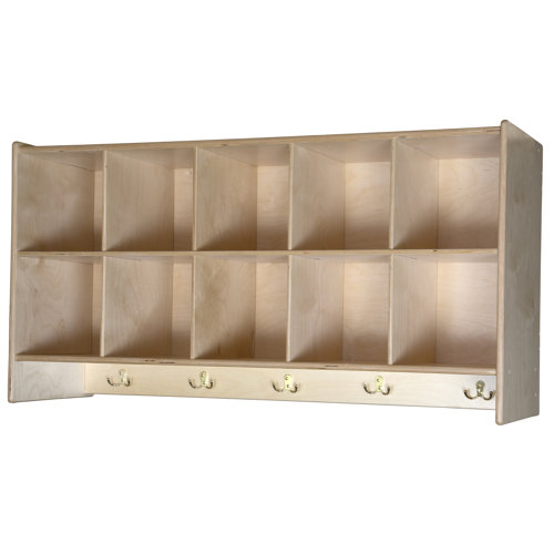 Wood Designs 10 Compartment Wall Hanging Cubby with Hooks | Wayfair