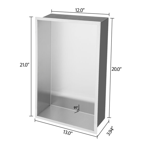 Logmey 20" W x 12" H Stainless Steel Wall Niche Bathroom Shower Niche ...