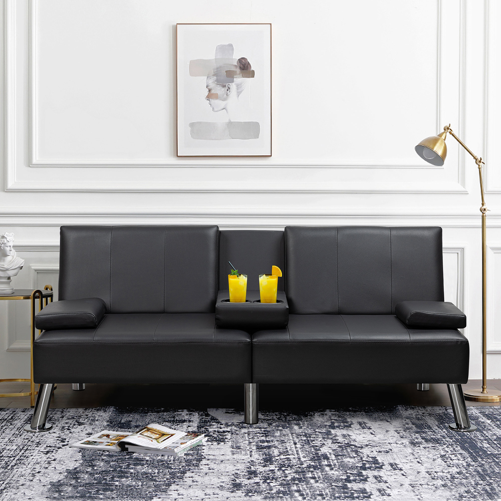 Wrought Studio Modern Convertible Futon, Adjustable Folding Sofa Bed ...