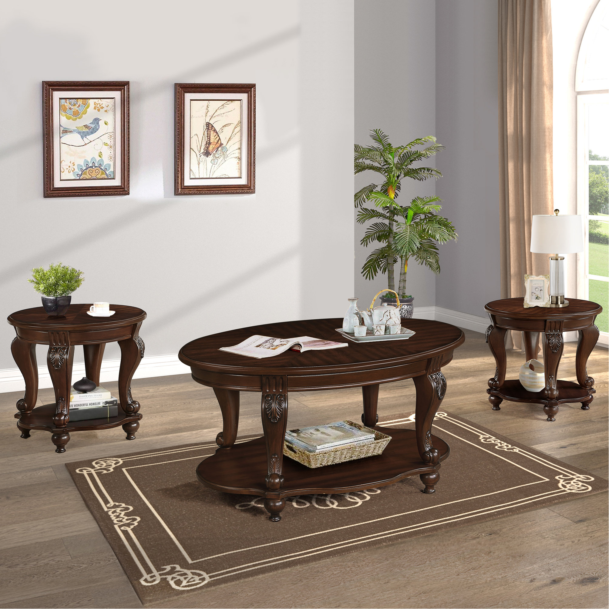 One Allium Way® Living Room Coffee Table Set, Coffee Table & Two End ...