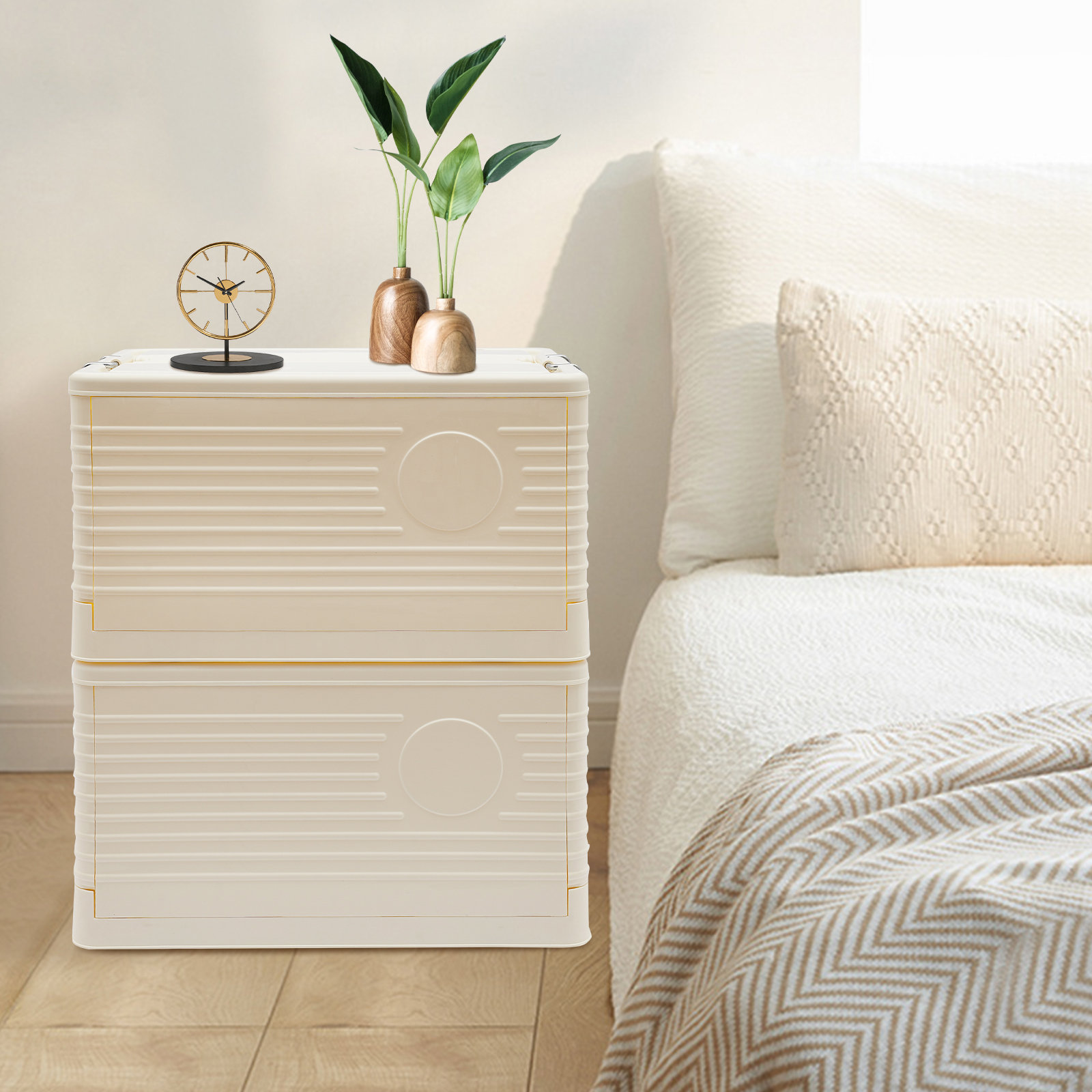 Rebrilliant 2-Layer Folding Storage Cabinet Pulley Foldable Storage ...