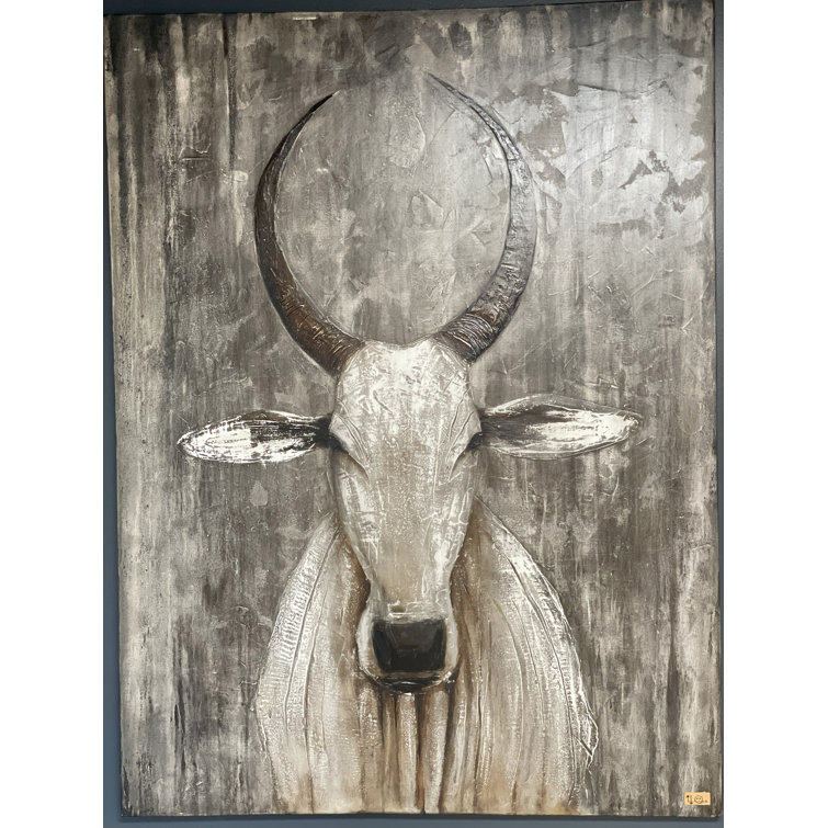Foundry Select African Cow Framed On Canvas Painting | Wayfair