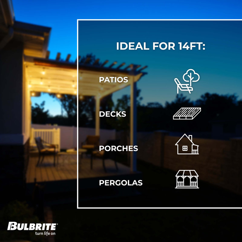 Bulbrite Industries 14 ft, 10-Socket Decorative String Light Kit with ...
