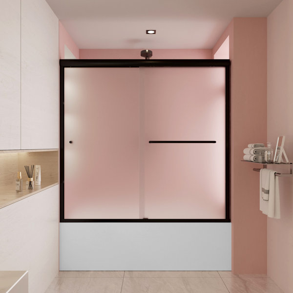 CKB 55" to 59" W 56" H Double Sliding Semi-Frameless Tub Door with ...
