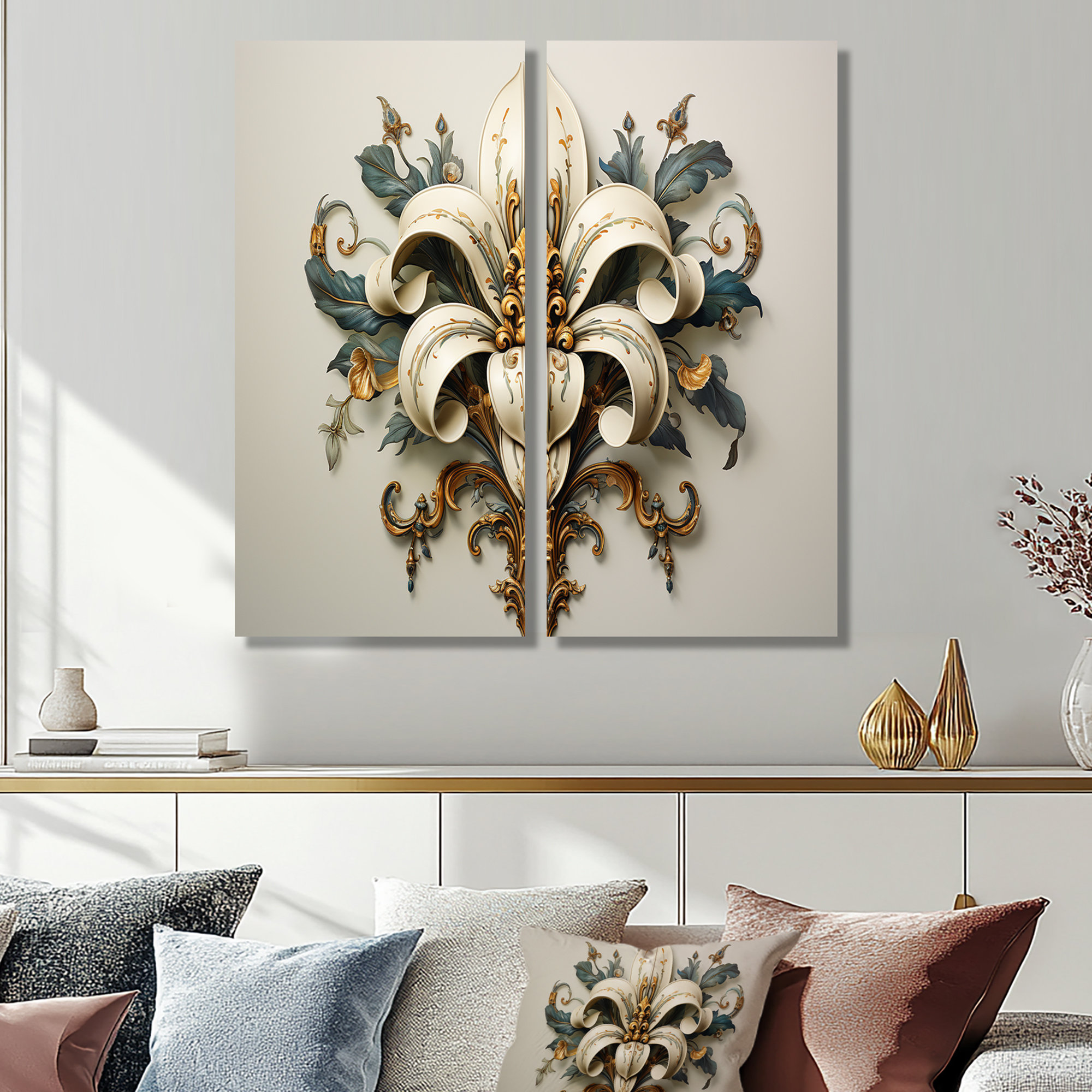 House of Hampton® Fleur-De-Lis A Stylized Lilly Flower II - Gold ...