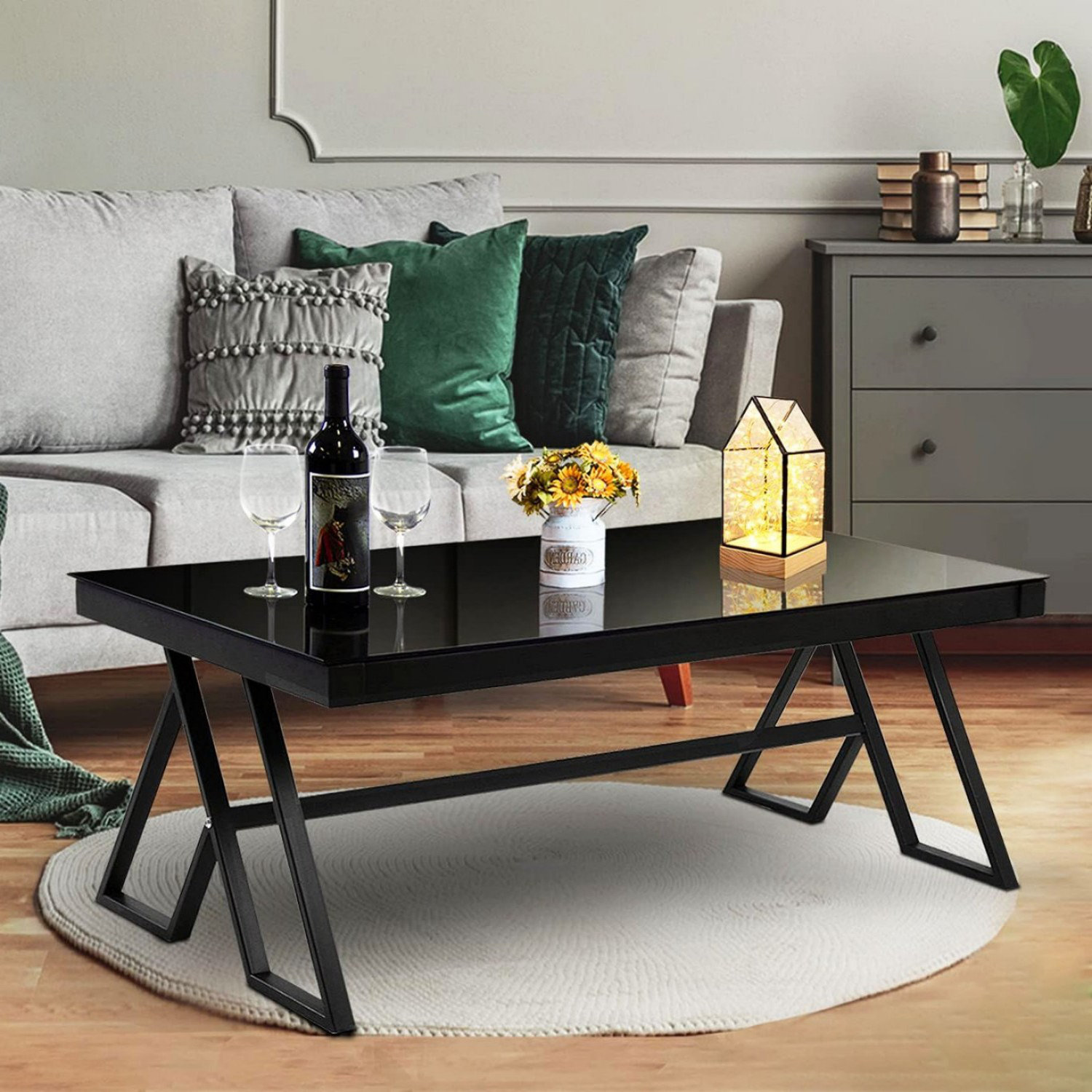 Latitude Run® Tempered Glass Tea Table Coffee Table Cocktail Desk Table ...