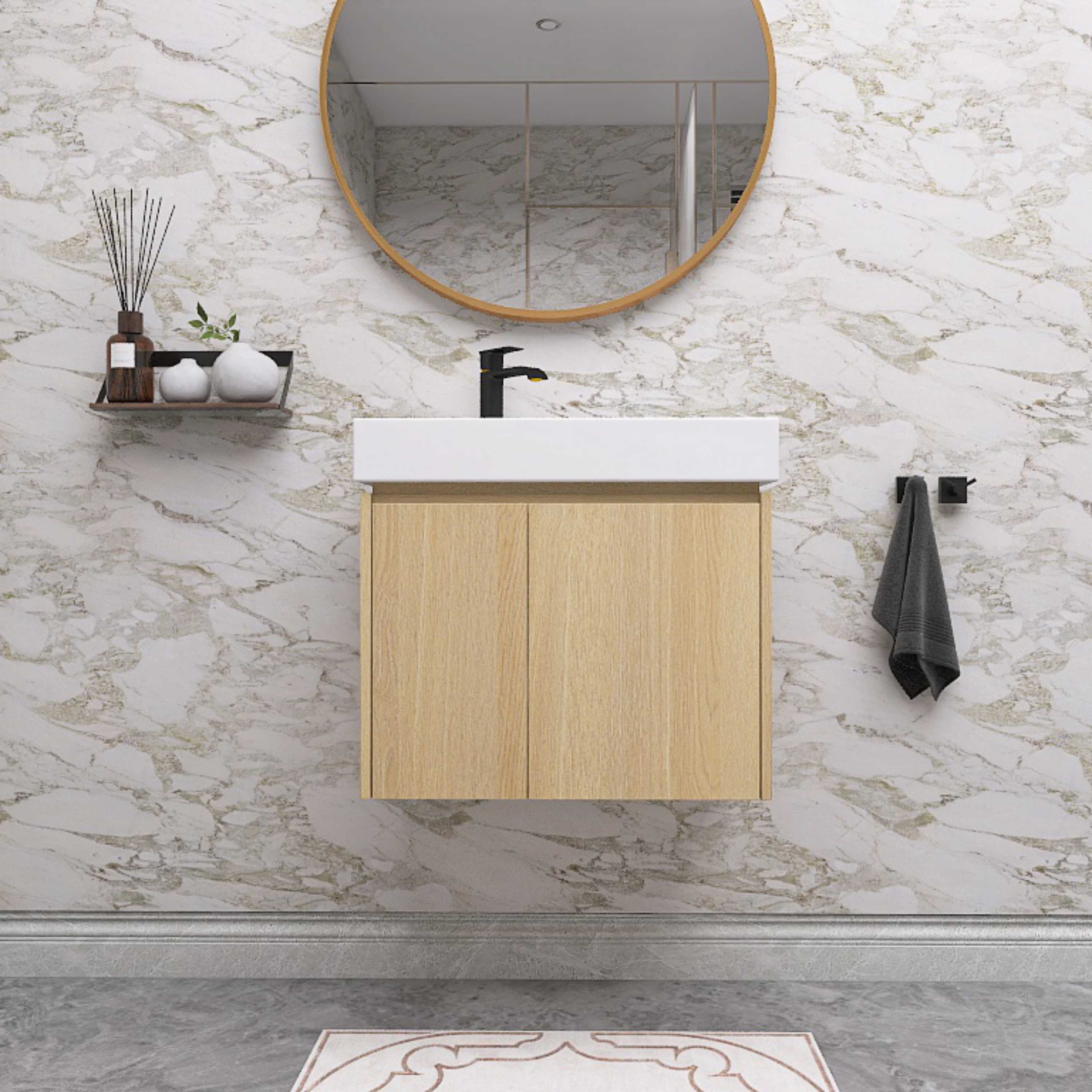 Ebern Designs 24'' Wall Mounted Single Bathroom Vanity With Resin ...