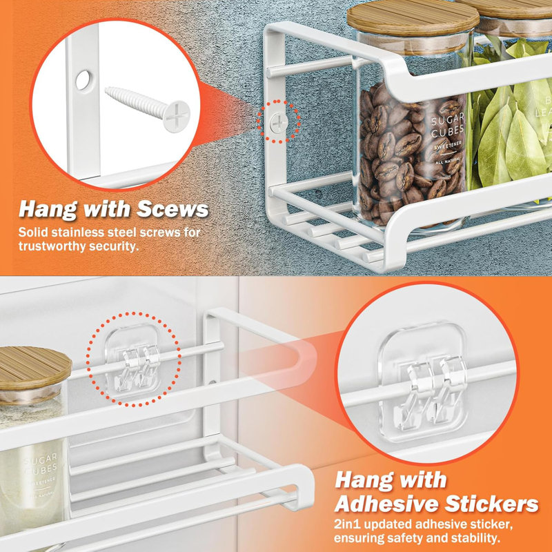 Mint Pantry® White Spice Rack wall mounted 4 Pack, Space-Saving Spice ...