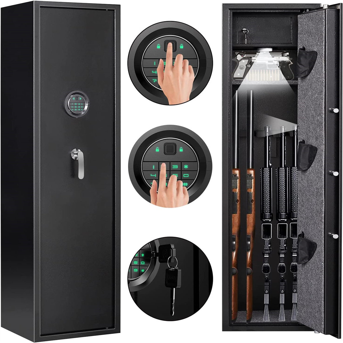 YITAHOME Biometic Gun Safe For Rifle, Fingerprint Gun Safe For Rifles ...