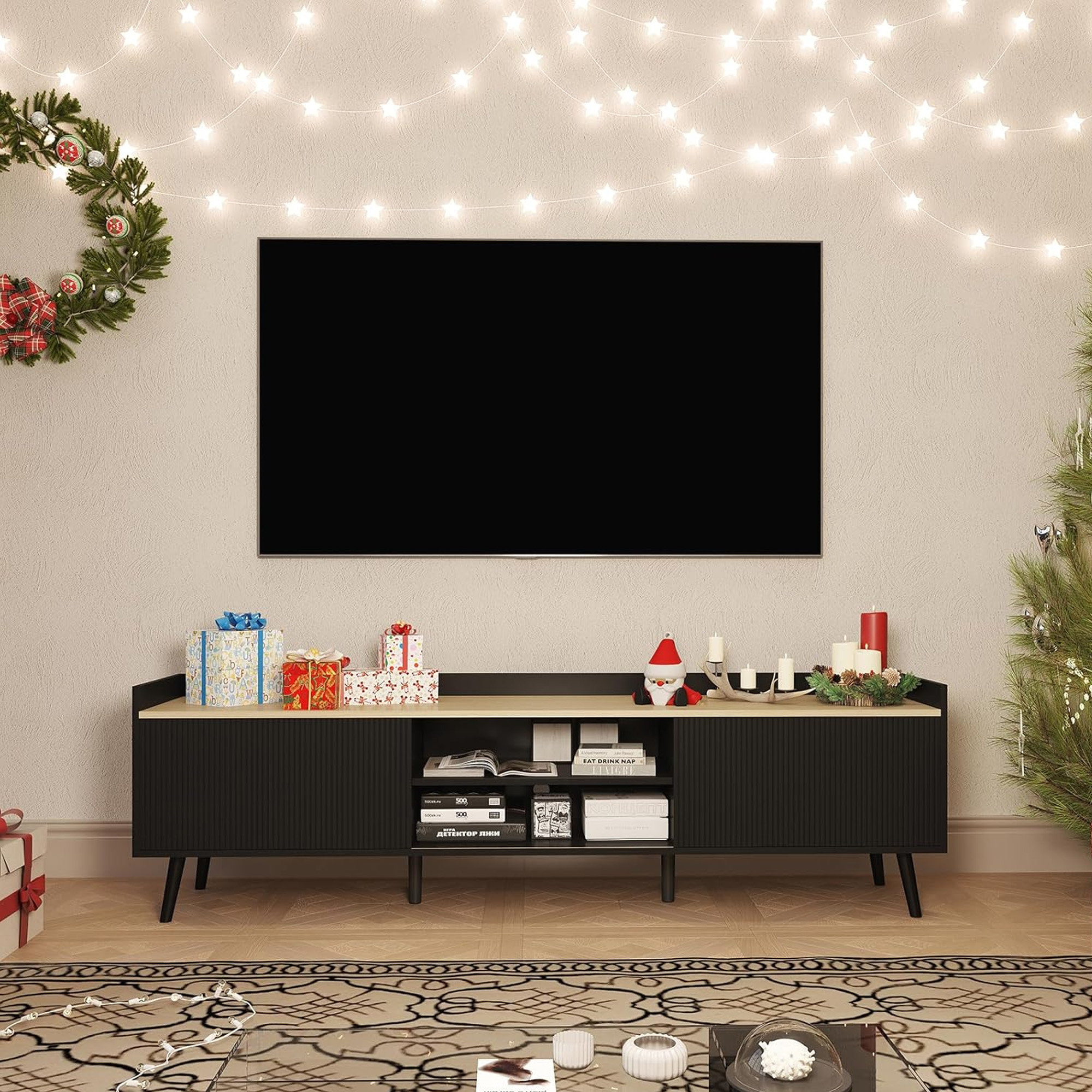 Ebern Designs TV Stand For 85Inch TV, 2 Pieces Entertainment Center ...