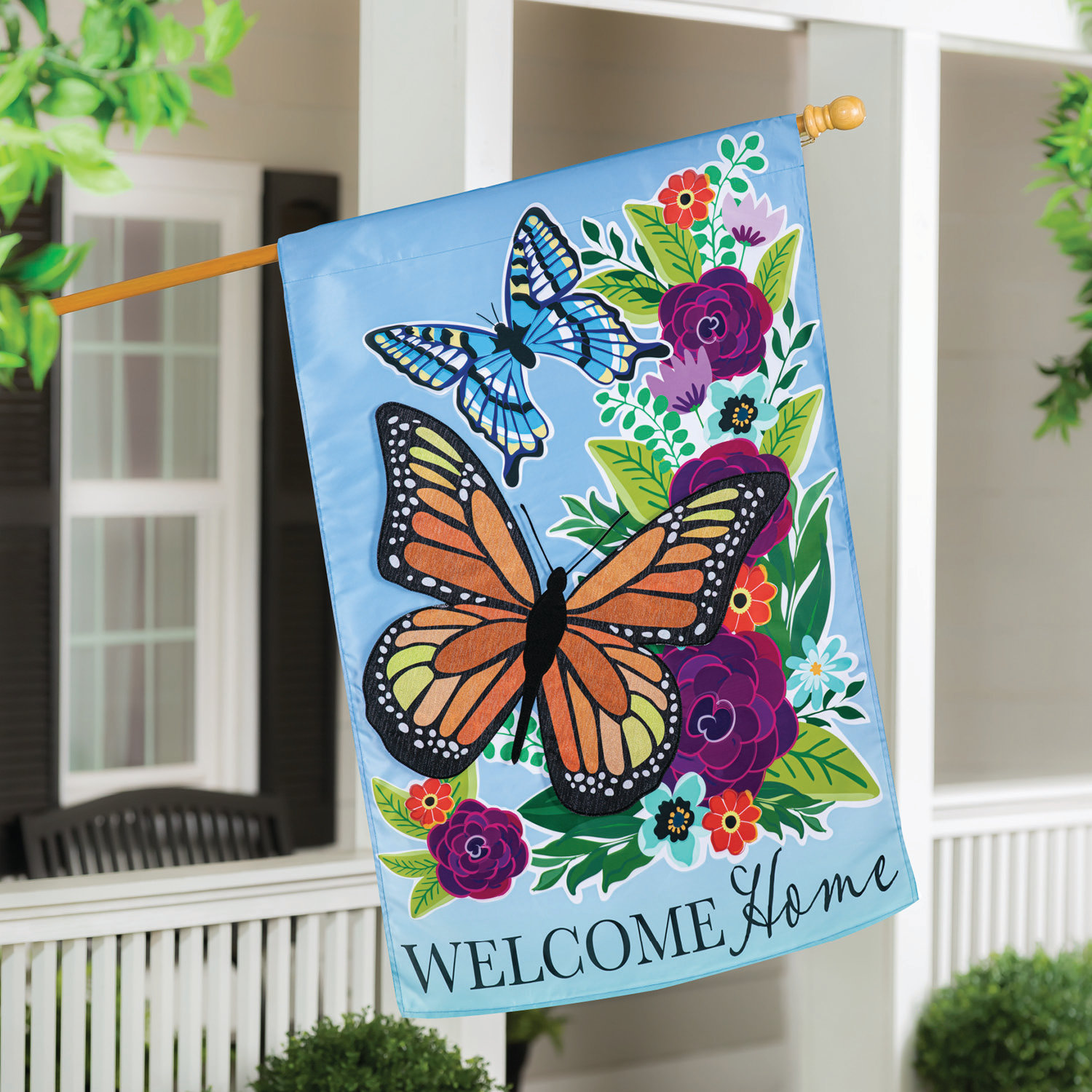 Dakota Fields Welcome Home Butterflies Applique House Flag - Wayfair Canada