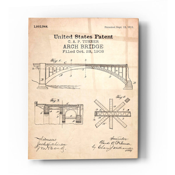 Williston Forge Arch Bridge Blueprint Patent Parchment On Plastic ...