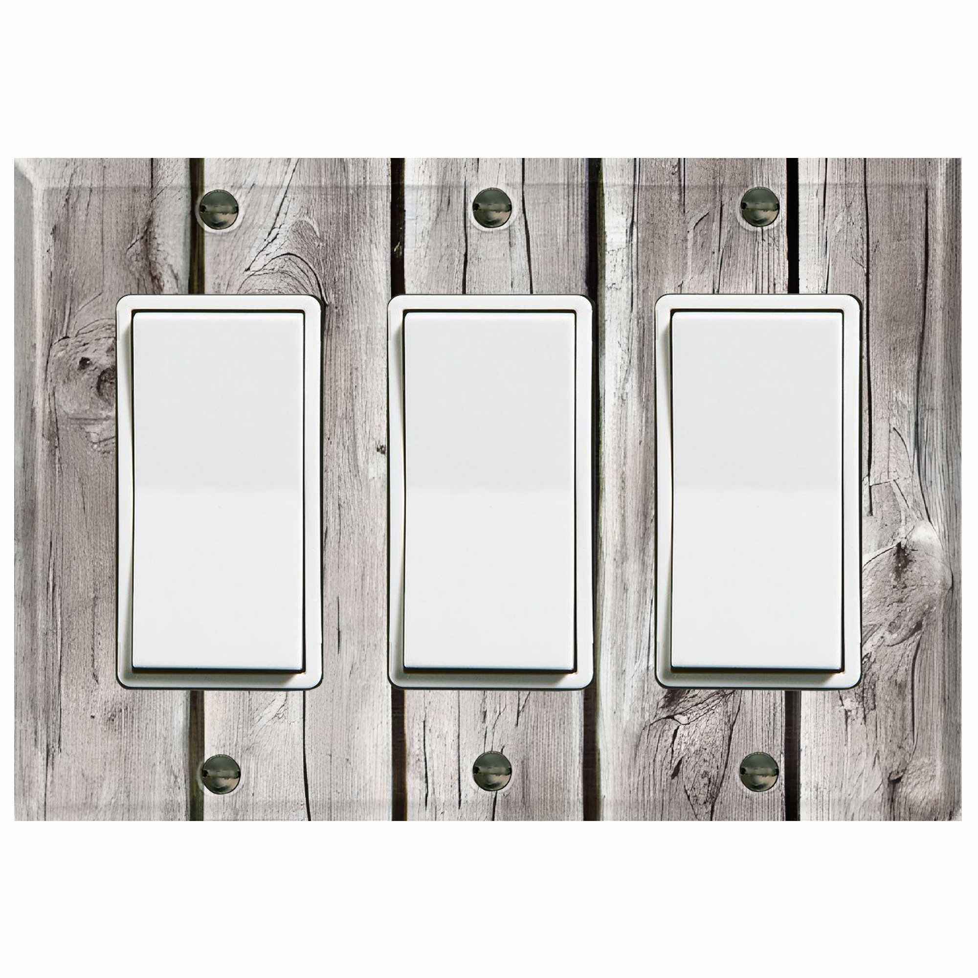 WorldAcc Gray Wood Tree Bark Print Nature Themed 3 - Gang Toggle Light ...