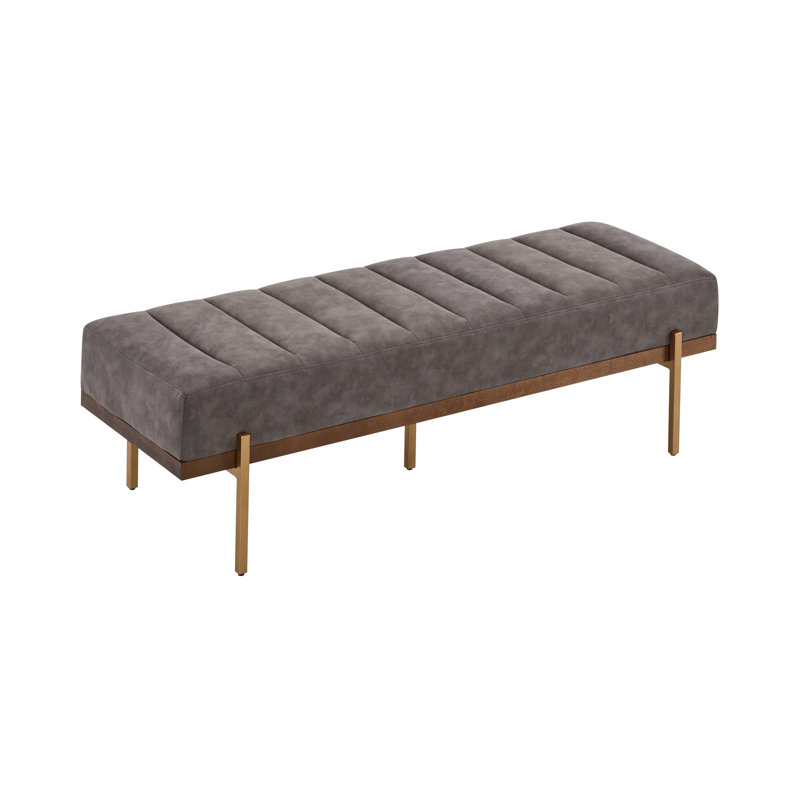 Mercer41 Jaxxon Modern Channel Tufted Bench With Gold Base | Wayfair