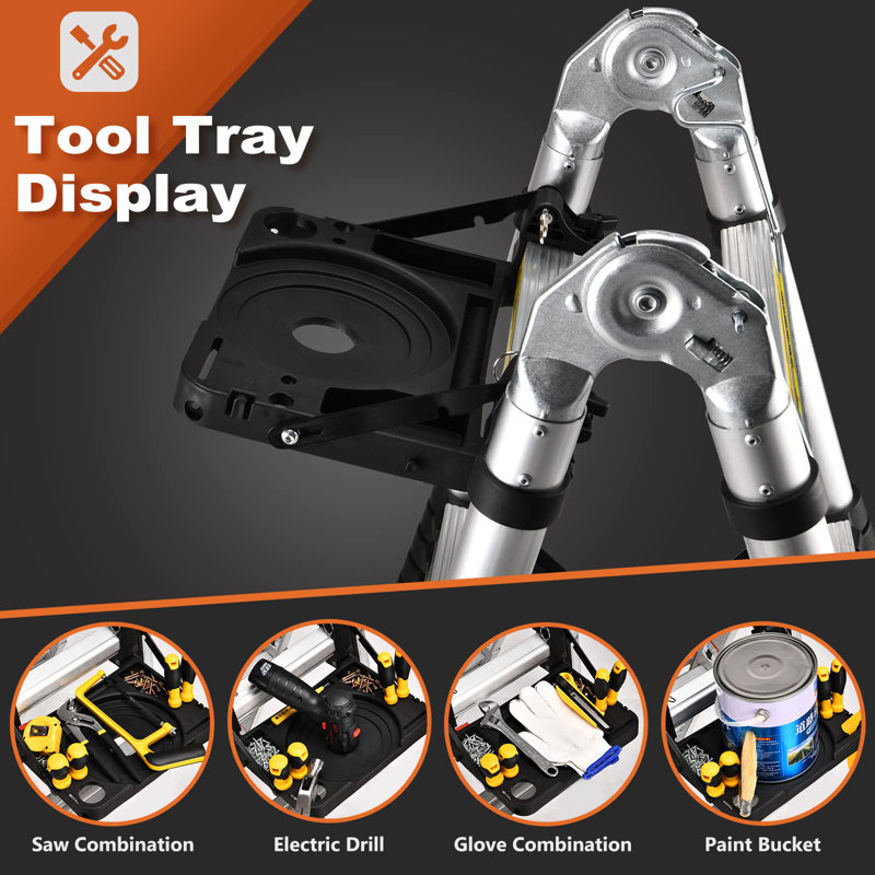 WFX Utility™ 12 - Step Aluminum Lightweight Folding Extension Ladder ...