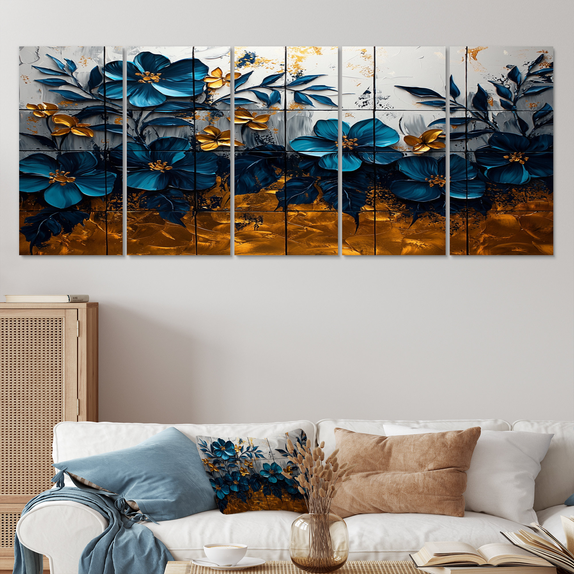 Mercer41 Blue Polynesian Paradise Poppies Tiles III - Boho Tiles Wall ...