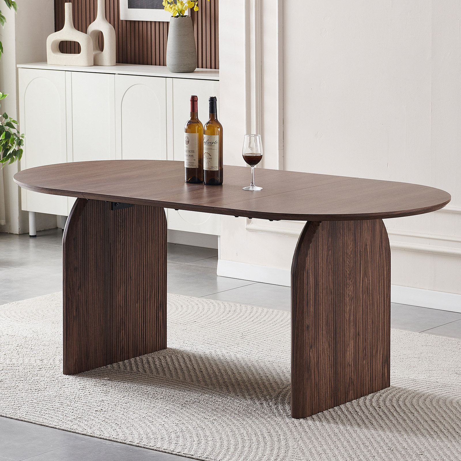 Wrought Studio™ Wooden Dining Table, Modern Oval Kitchen Dining Table ...