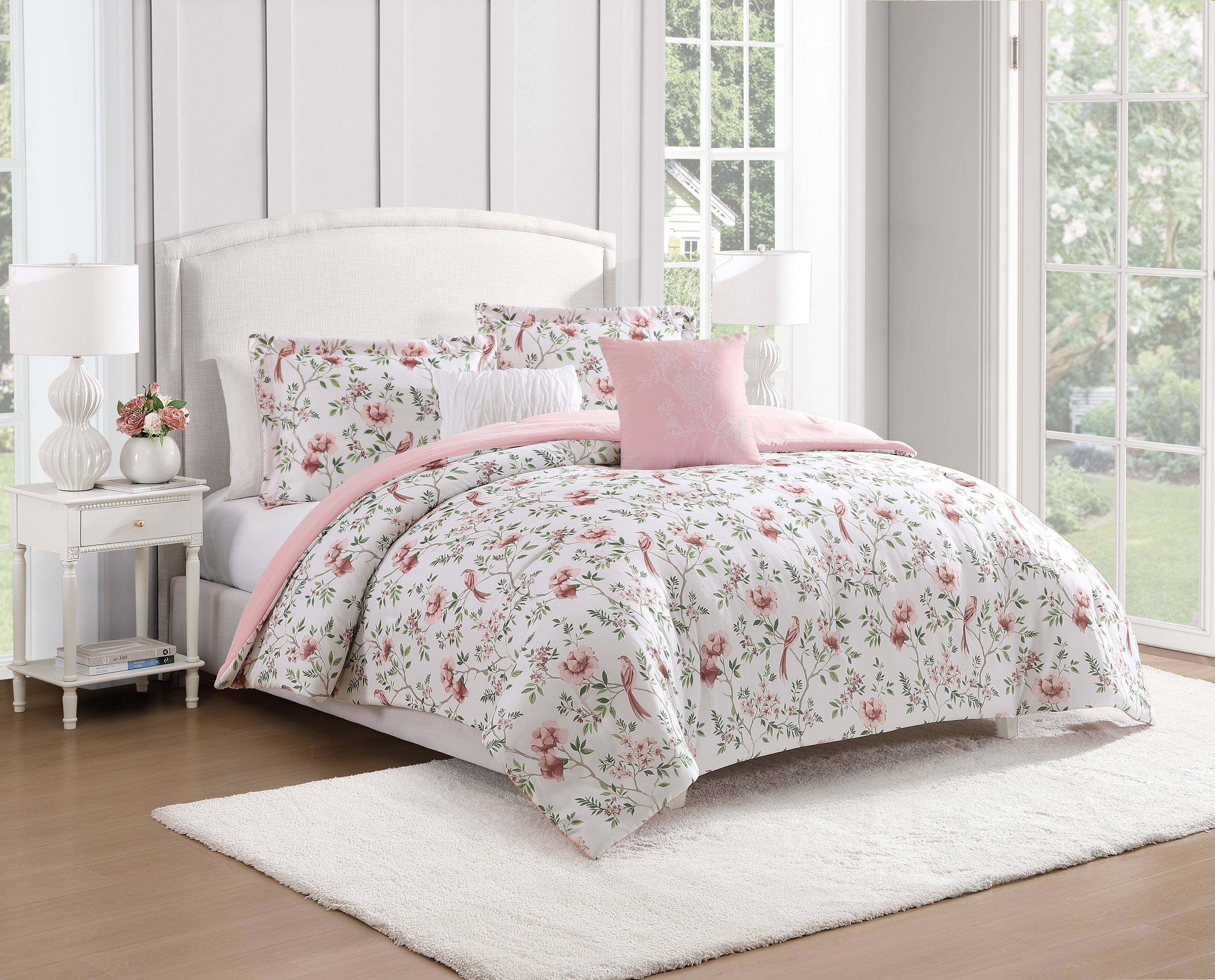 Cedar Court Mayfair Classic Cottage Floral Pink Sage Soft Brushed 5 ...