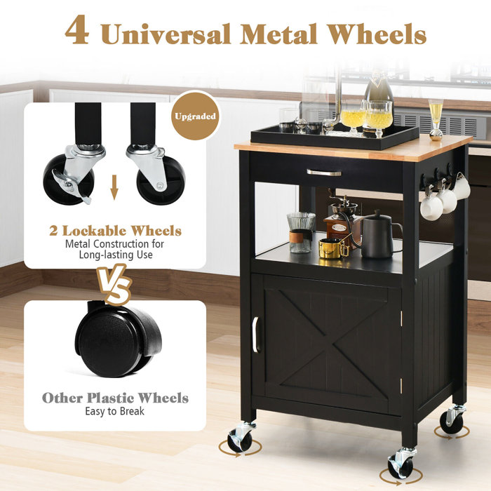 August Grove® Ariahna Solid Wood Kitchen Cart | Wayfair