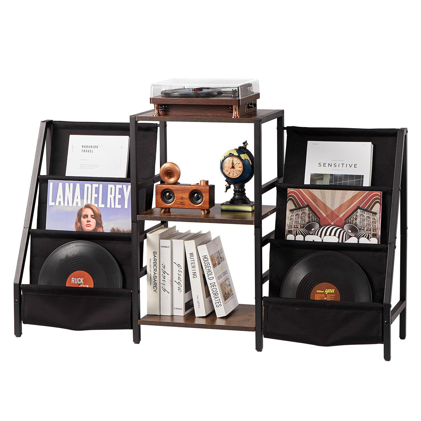 17 Stories 3-Tier Record Player Stand Vinyl Record Stand up to 280 ...