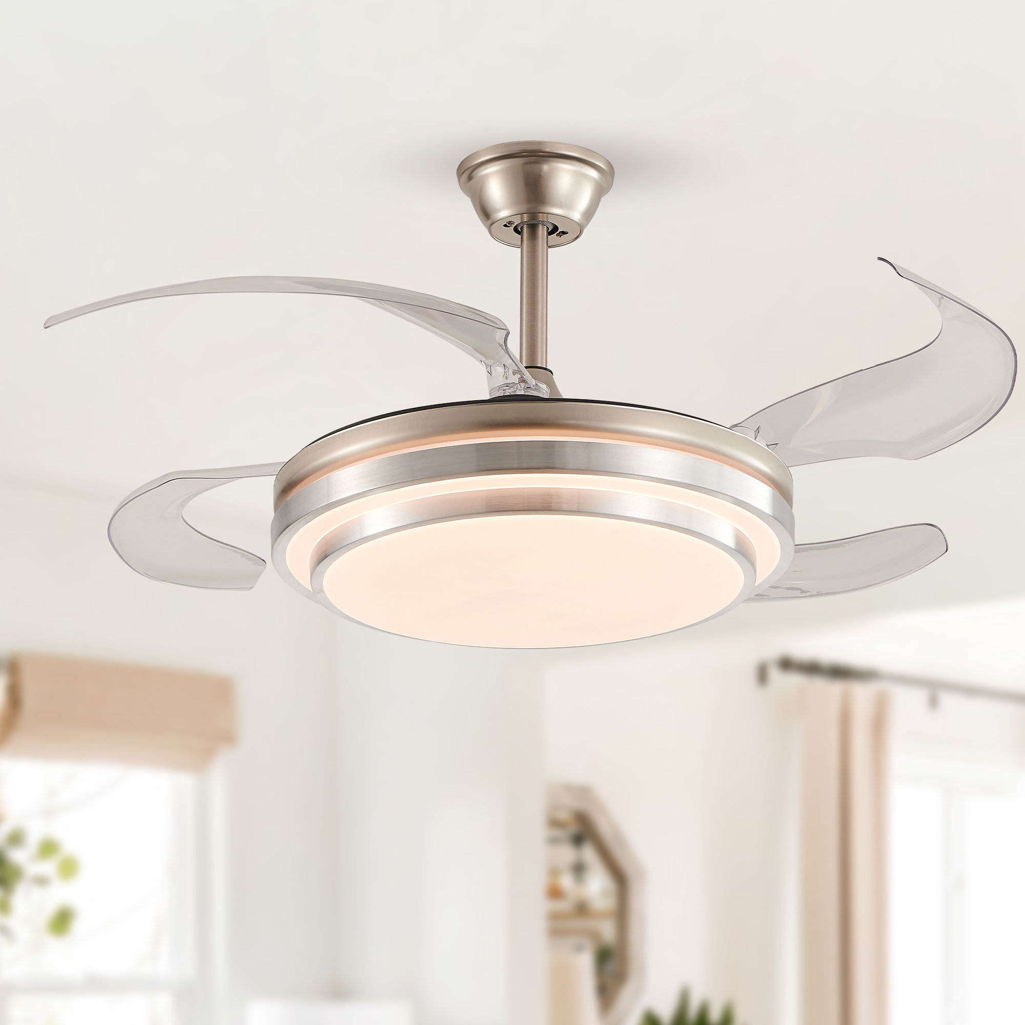 DAKAFUL 42 Inch Ceiling Fans With Light And Remote, Retractable Blades ...