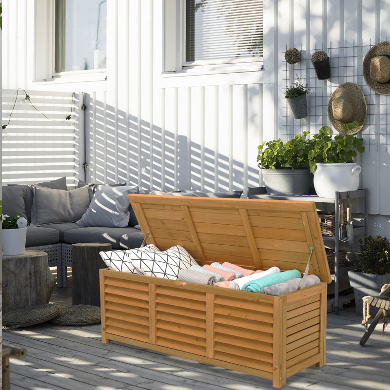 Winado 41 Gallon Fir Solid Wood Deck Box in Yellow & Reviews | Wayfair