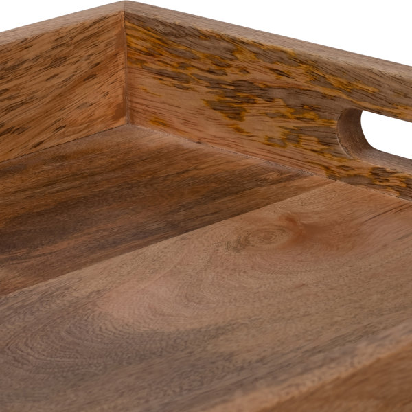 Loon Peak® Kazier Wooden Butler Tray with Stand 30" x 32" Brown TV Tray ...