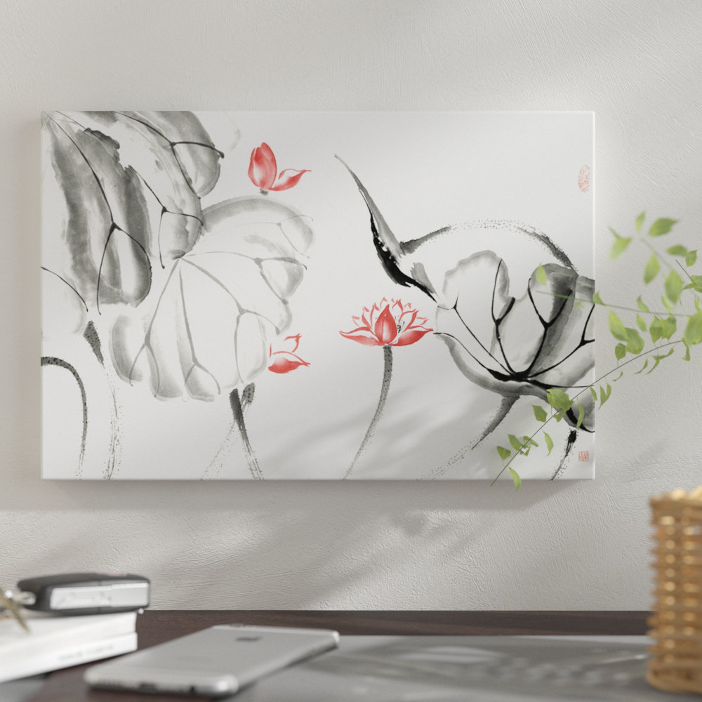 East Urban Home Lotus Study With Coral III - Print on Canvas - Wayfair ...