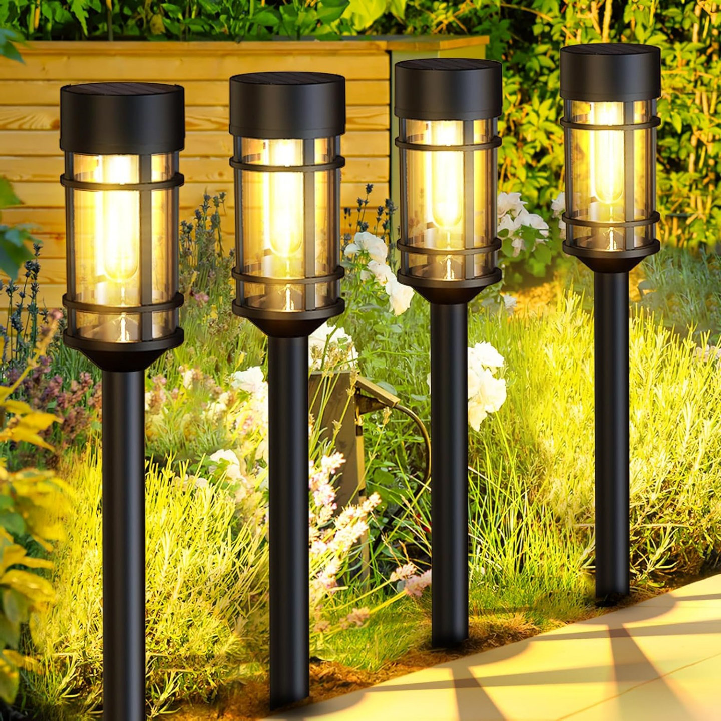 ZENMIT Solar Auto On/Off, Long-Lasting Pathway Lights Outdoor, with ...