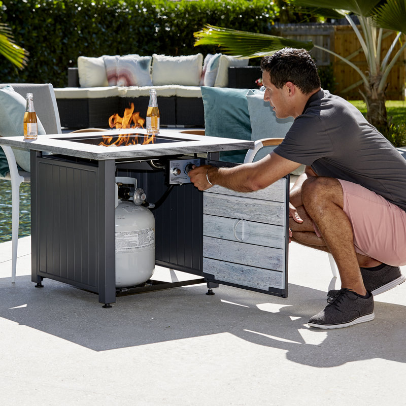 Endless Summer, Good Vibes, 30” Square LP Gas Outdoor Fire Pit ...