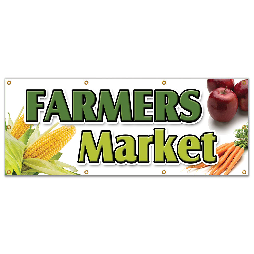 SignMission FARMERS MARKET BANNER SIGN Produce Fruit Vegetables Fresh ...