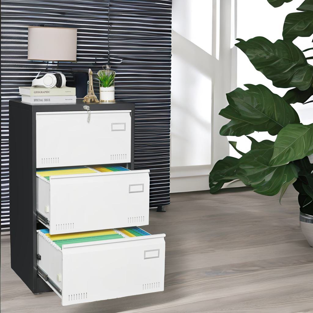 Latitude Run® Black White Filing Cabinets With Lock,3 Drawer - Wayfair ...