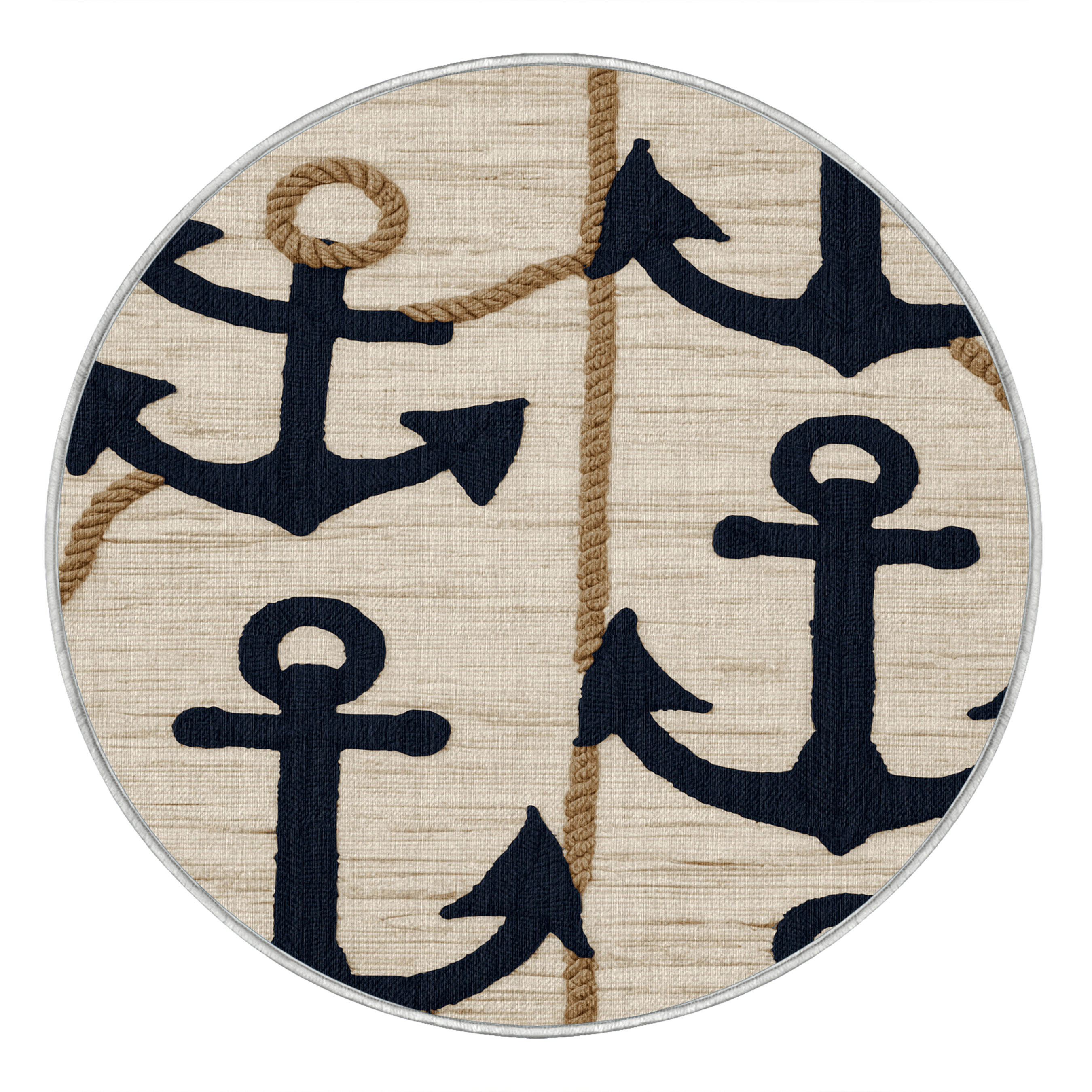 Longshore Tides Washable Navy Anchor Classic Coastal Area Rug | Wayfair