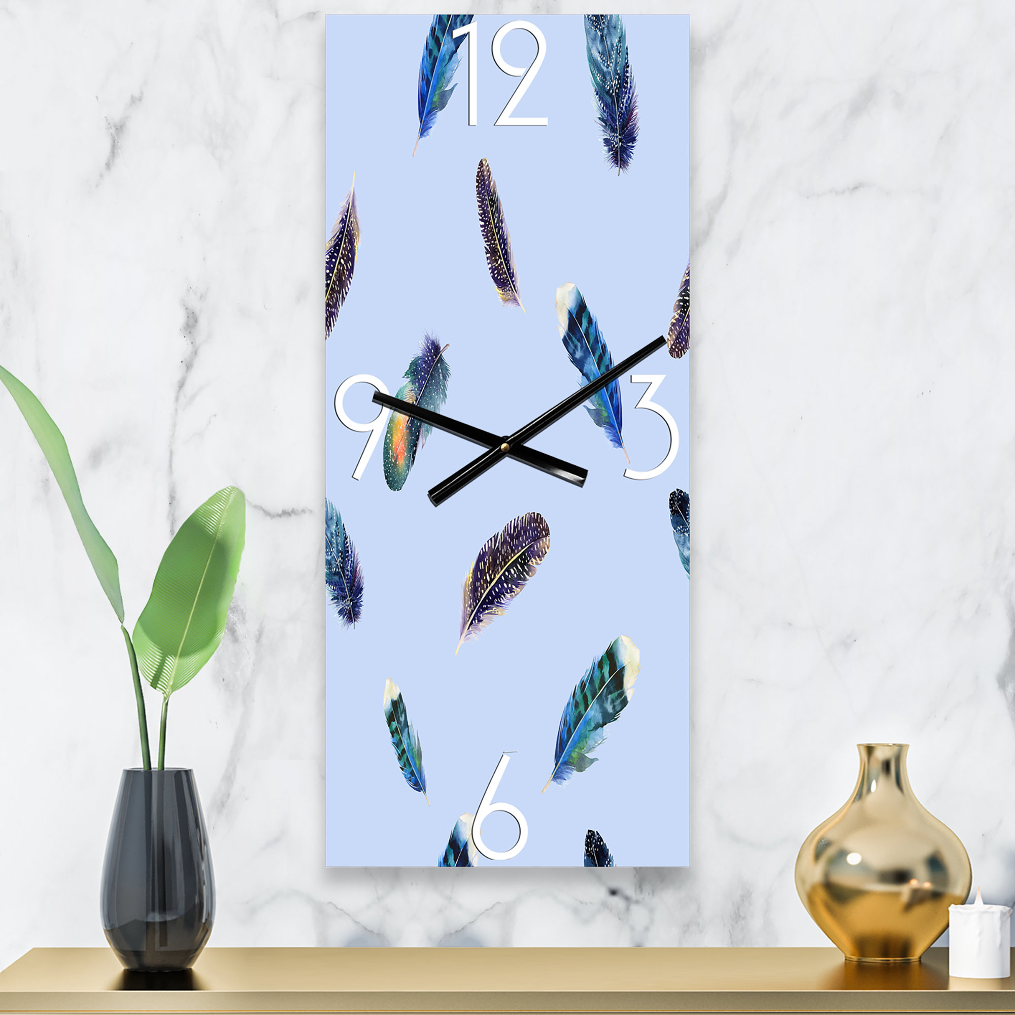 East Urban Home Boho Ethnic Blue Feathers - Bohemian & Eclectic Wall ...