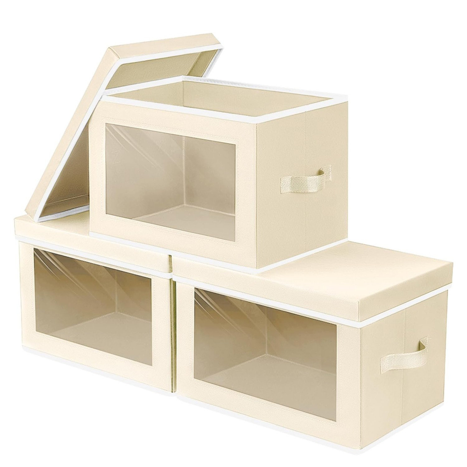 NIHAISHI 3 Pack Fabric Storage Bins with Lids | Wayfair