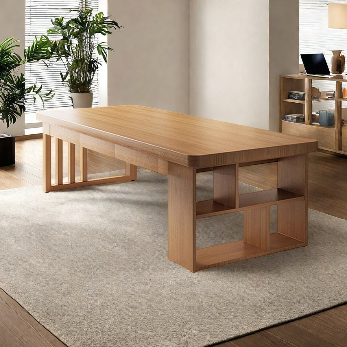 Hokku Designs Large Solid Wood Table with Drawers | Wayfair