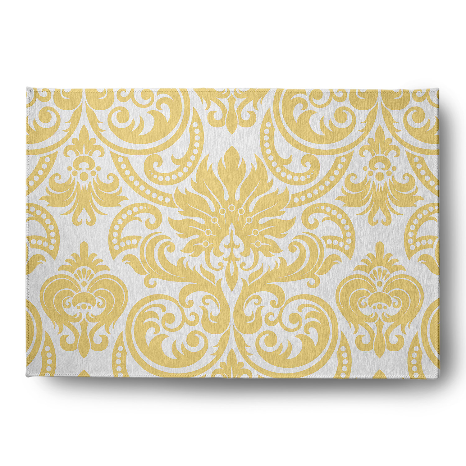 Alcott Hill® Azteca Damask Machine Woven Chenille Area Rug in Yellow ...