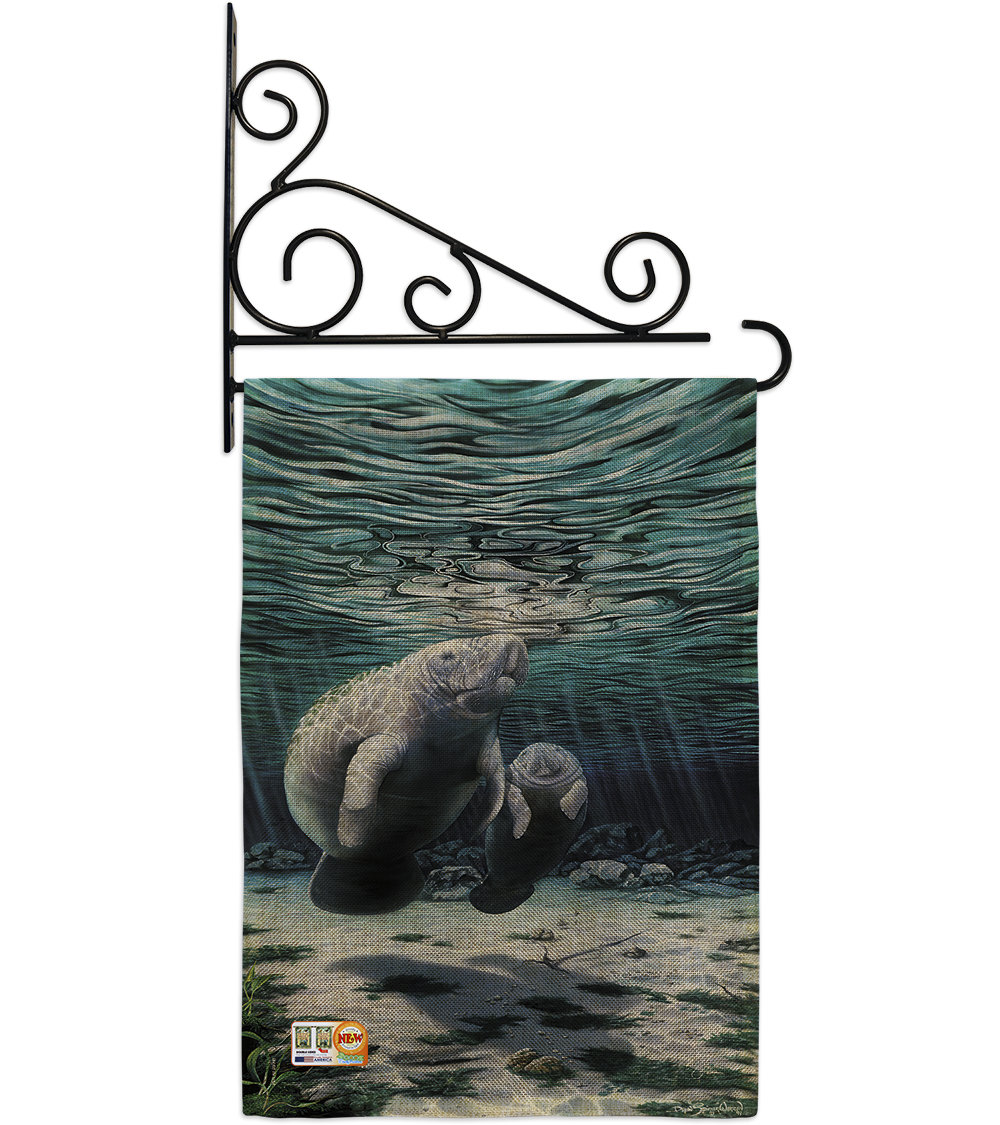 Breeze Decor Manatees 2-Sided Burlap 19 x 13 in. Garden Flag | Wayfair