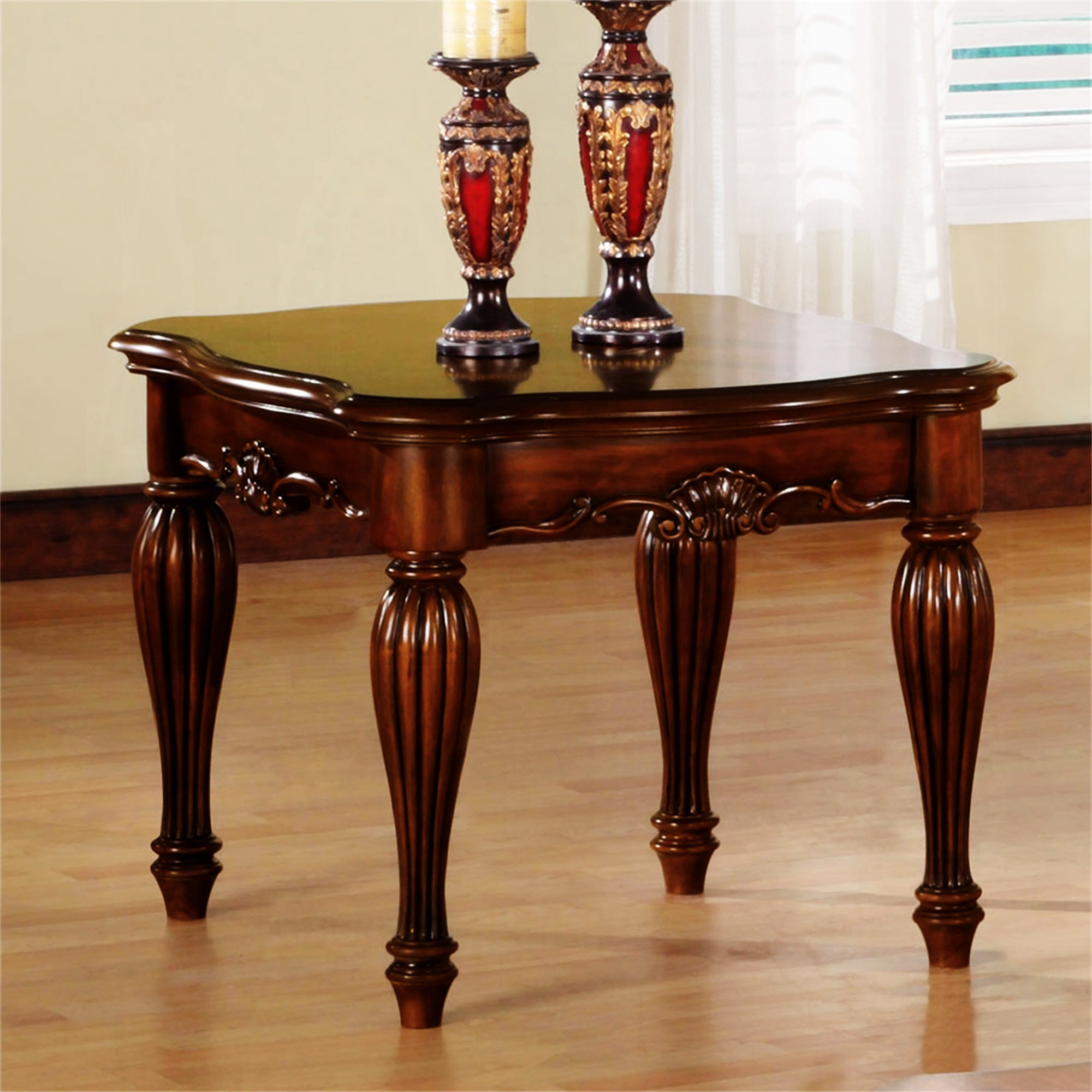 Everly Quinn Cherry End Table With Turned Fluted Leg | Wayfair