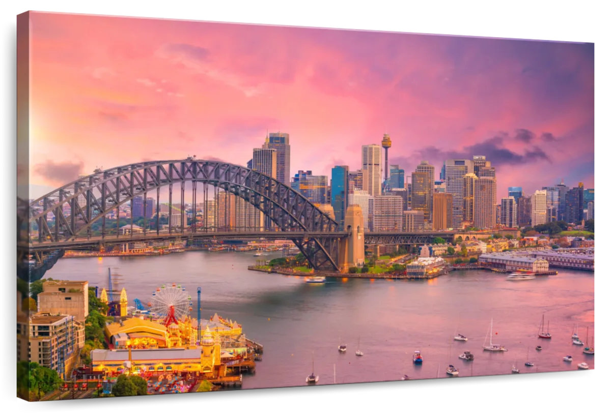 Ebern Designs Nicci Pink Sydney Harbour Skyline | Wayfair