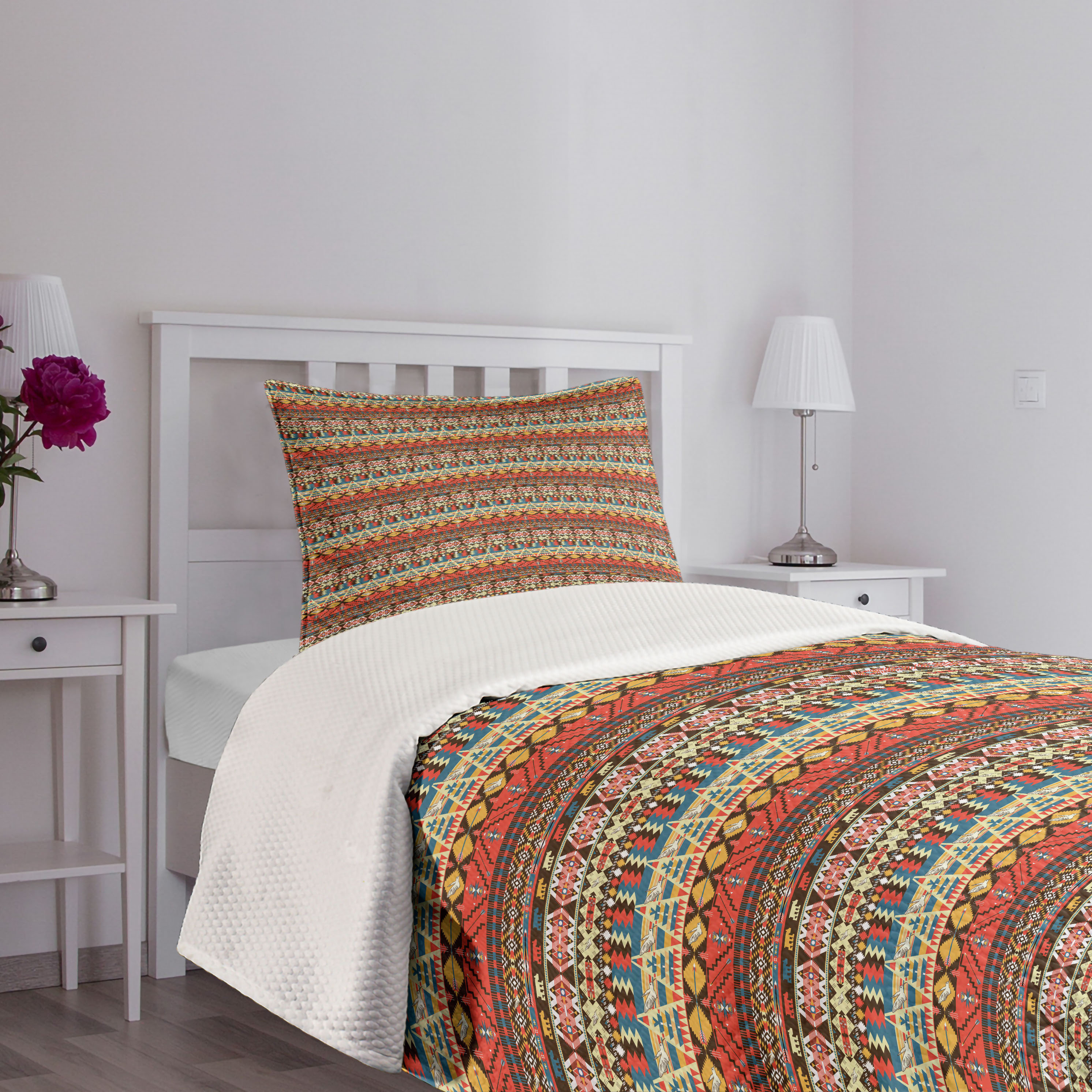 Ambesonne Colorful Bedspread Set Aztec Birds Arrows Multicolor | Wayfair