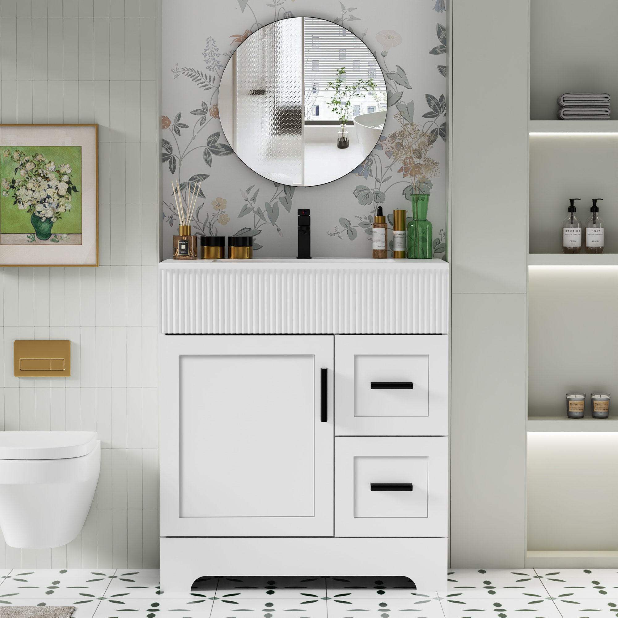 Ebern Designs Ensemble de meuble-lavabo simple 30 po avec lavabo en ...