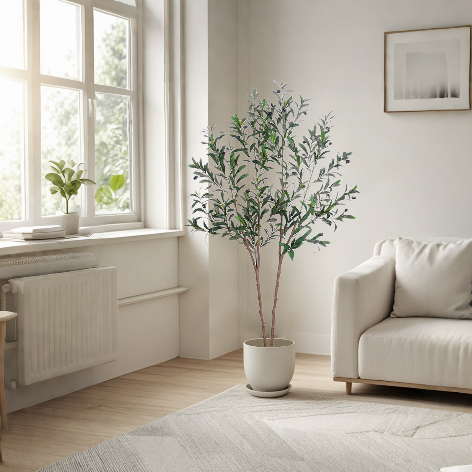 Ebern Designs Tall Artificial Olive Tree, Realistic Fake Olive Tree ...