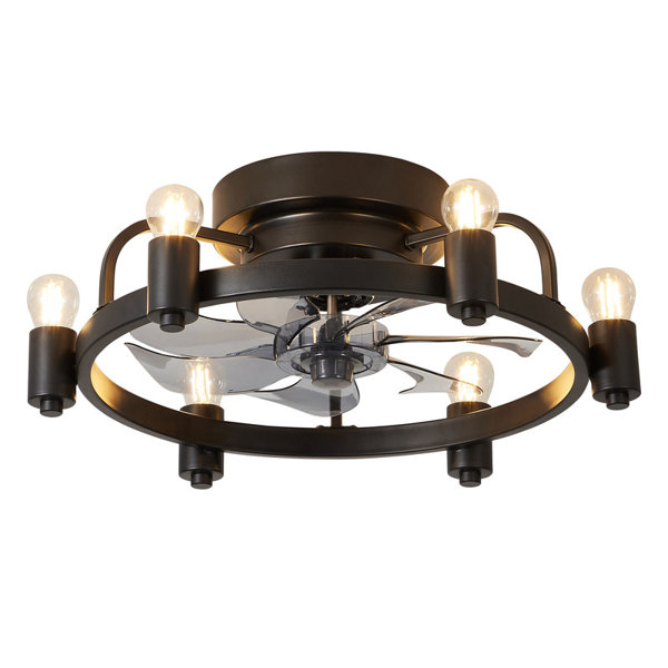 17 Stories Klyda 20'' Iron Wagon Wheel Ceiling Fan with Lights and ...