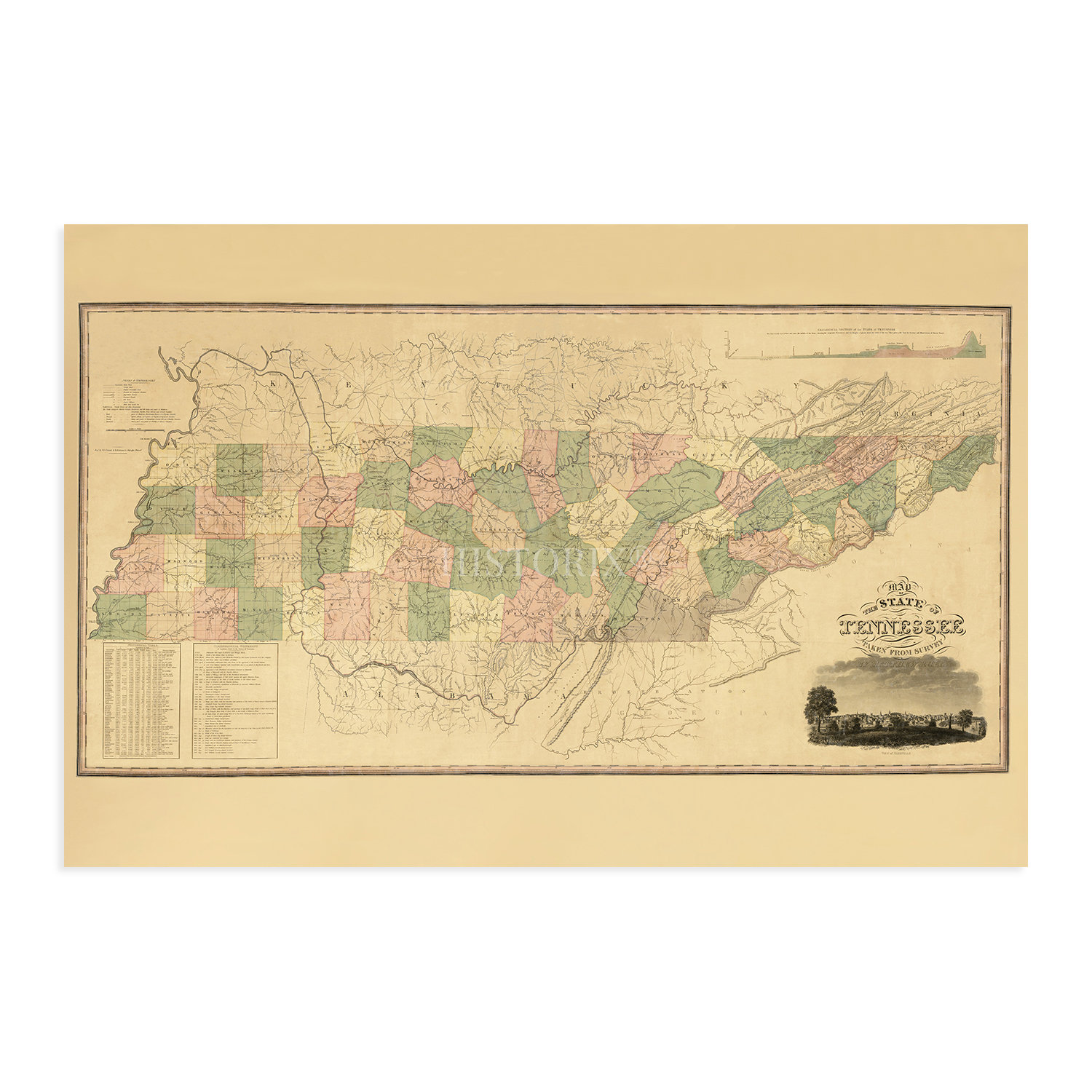 Williston Forge 1832 Tennessee Map Poster Wall Art on Paper - Wayfair ...