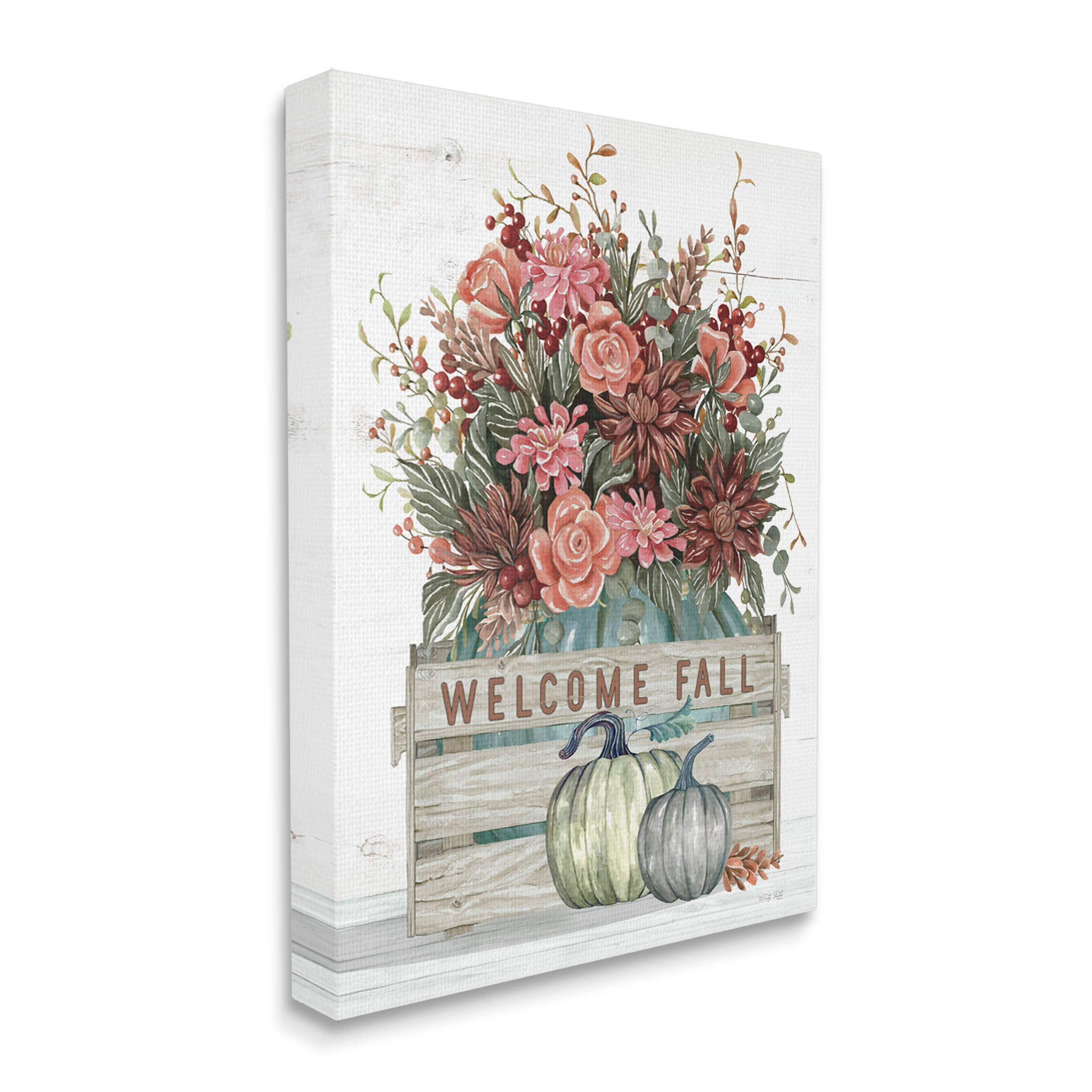 Stupell Industries Welcome Fall Seasonal Blooms Canvas Wall Art By ...