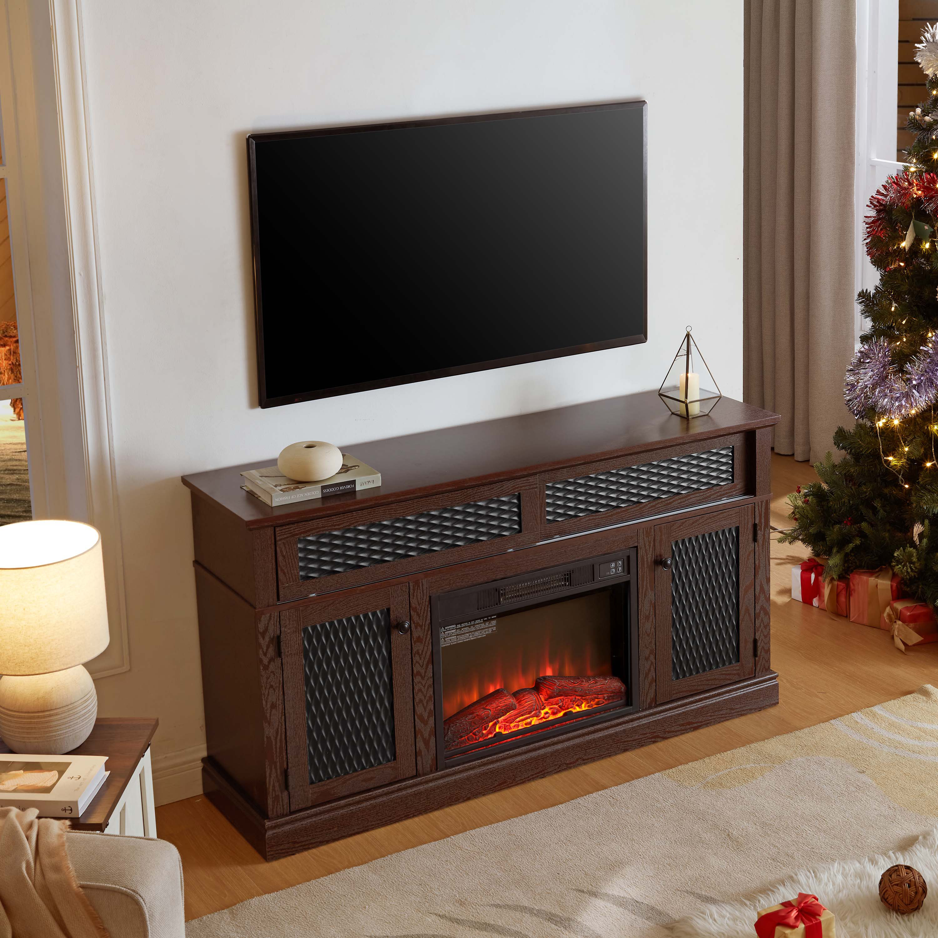 Ophelia & Co. Embossed Pattern TV Stand with 23" fireplace insert,, TV ...
