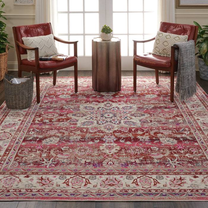 Bungalow Rose Lowndes Performance Red/Beige Rug & Reviews | Wayfair