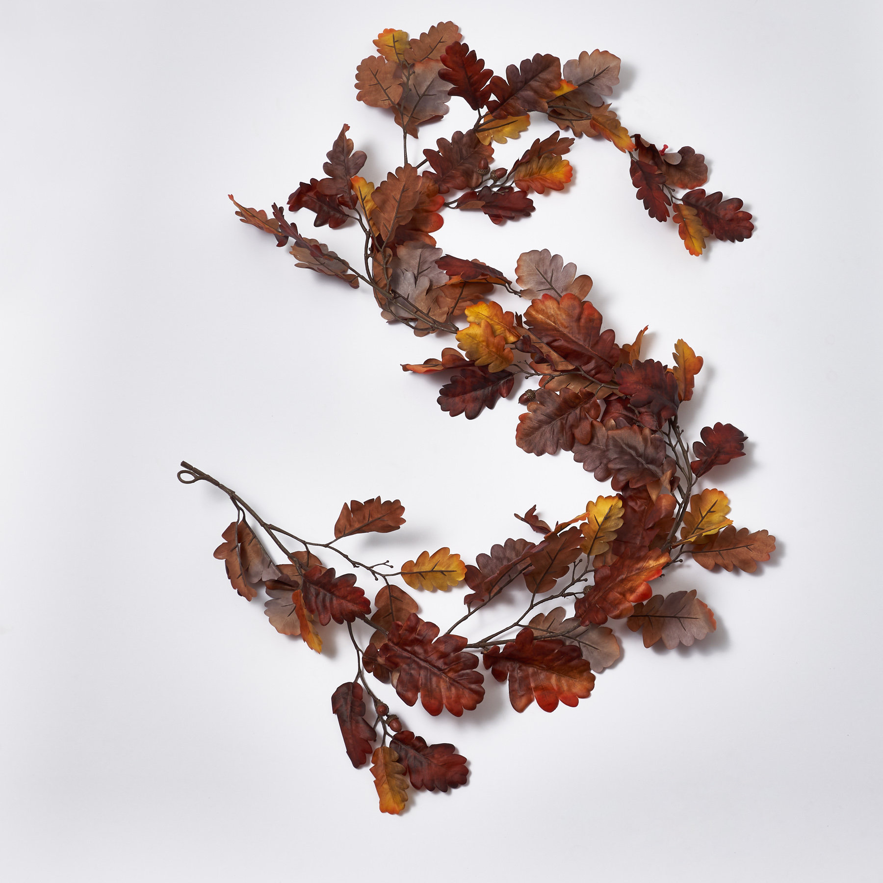 Joss & Main Rustic Brown Oak Leaf & Autumn Acorn Fall Table Runner Mantle Garland | Joss & Main